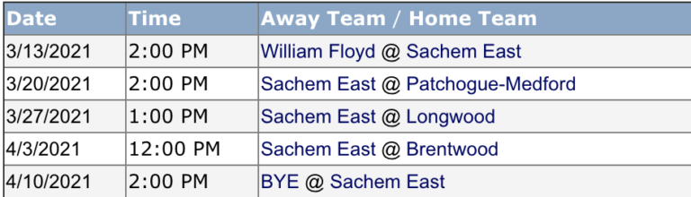 Sachem Football Schedules Released | Sachem Report